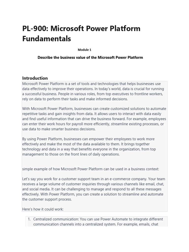 PL900 Microsoft Power Platform Fundamentals (Mod1) | PDF | Mobile App ...