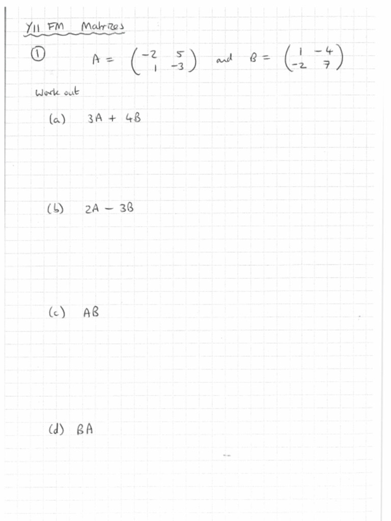 Matrices Questions PDF