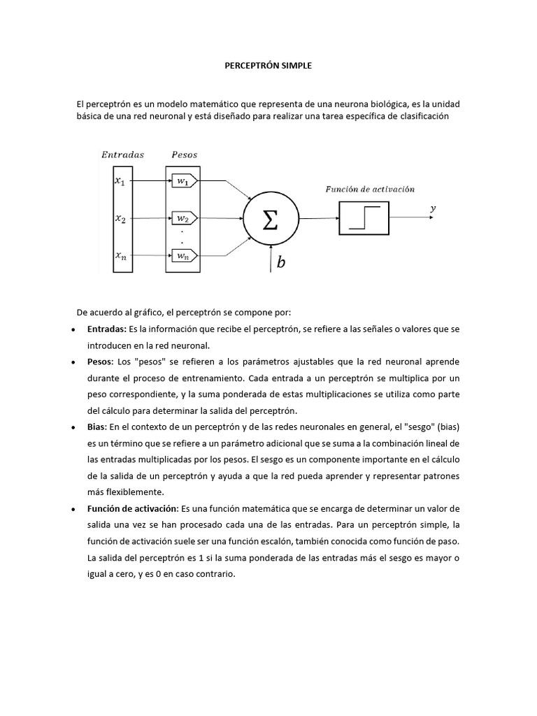 Perceptrón Simple | PDF | Red neuronal artificial | Teoría de sistemas