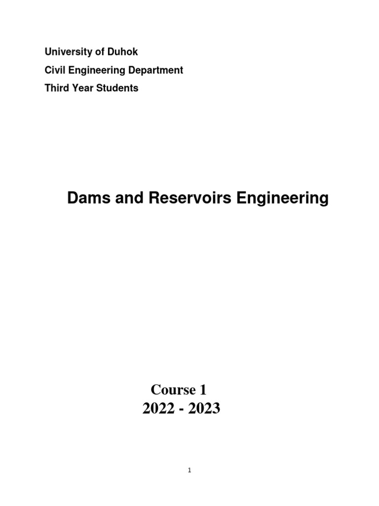 Ch.1 Dam Civil | PDF | Dam | Reservoir