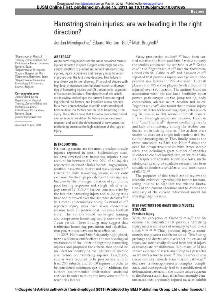 Hamstring Strain Injuries Are We Heading in The Ri | PDF | Skeletal ...