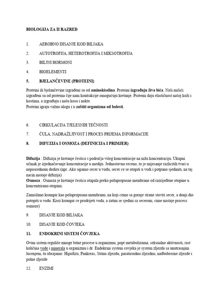 BIOLOGIJA ZA II RAZRED | PDF