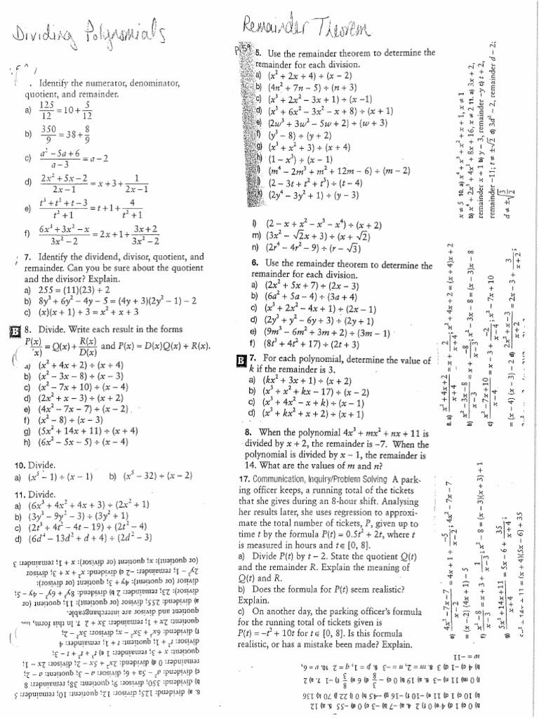 Unit 2 Polynomials II Review Sheet | PDF | Discrete Mathematics | Algebra