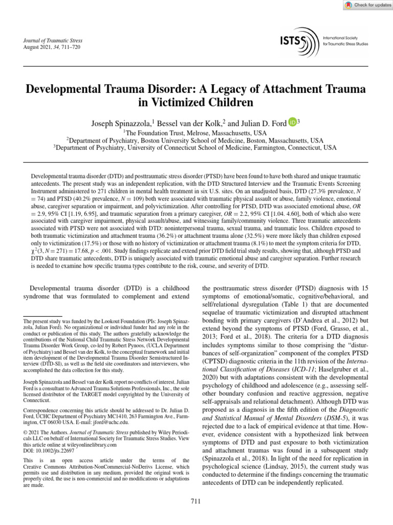 Developmental Trauma Disorder - A Legacy of Attachment Trauma in Victimized Children | PDF ...