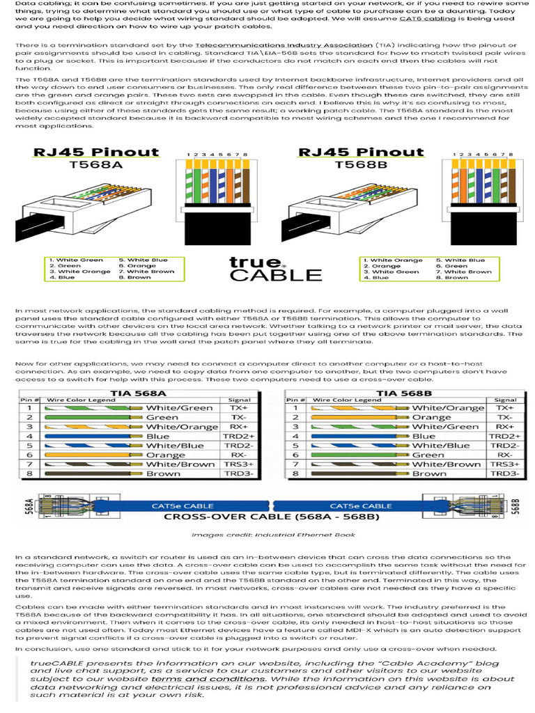 RJ45 Pinout T568A and T568B Standard | PDF