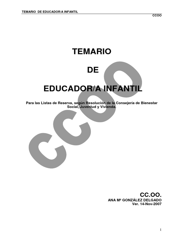Temario-Educador Infantil | PDF | Plan de estudios | Educación de la primera infancia
