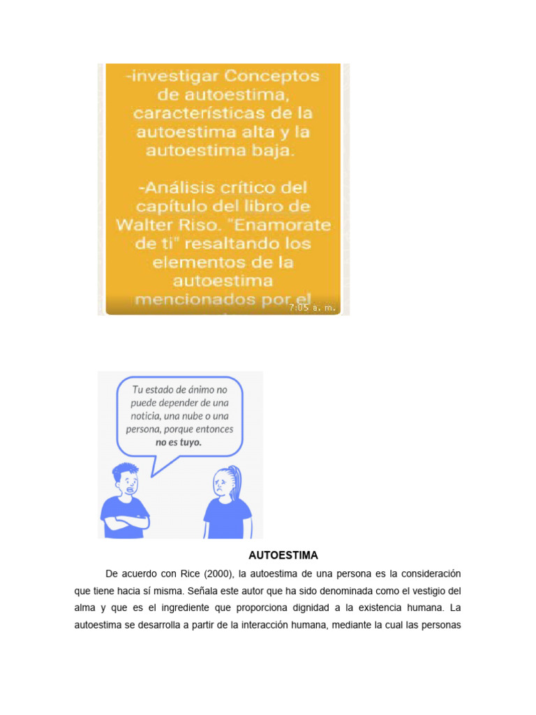 Tipos y características de la autoestima | PDF | Autoestima | Pensamiento