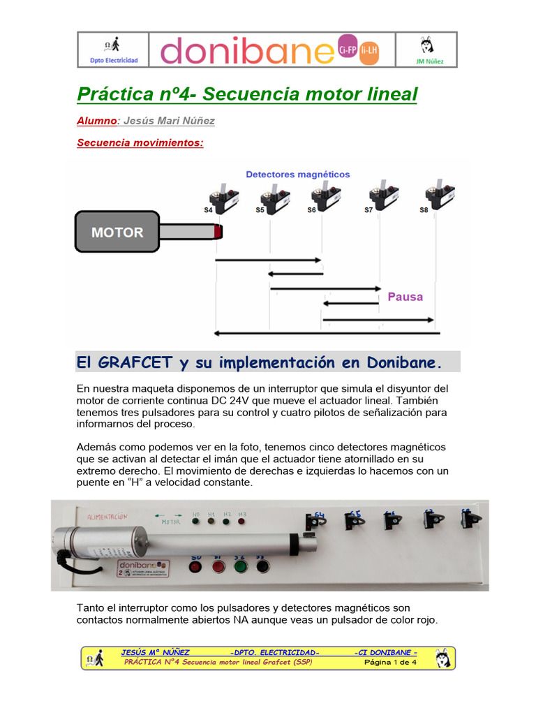 Práctica 4-Secuencia Motor Lineal Grafcet SSP 2023-24 | PDF