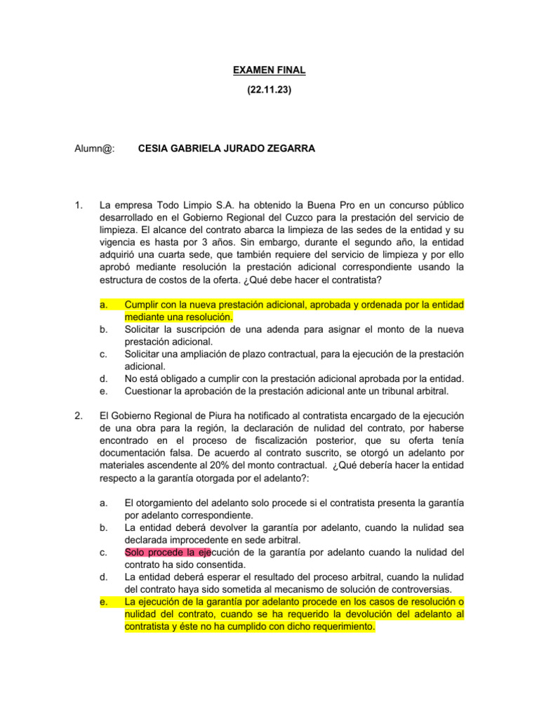 Examen Con Respuestas | PDF | Negocios