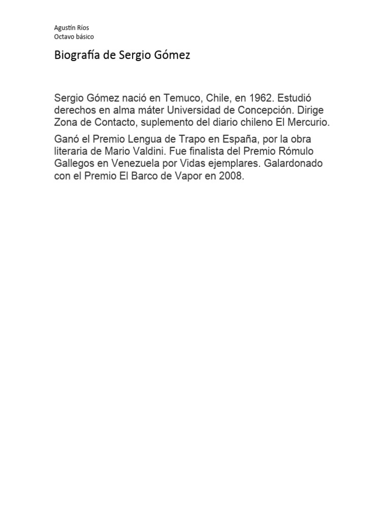 Biografía de Sergio Gómez | PDF