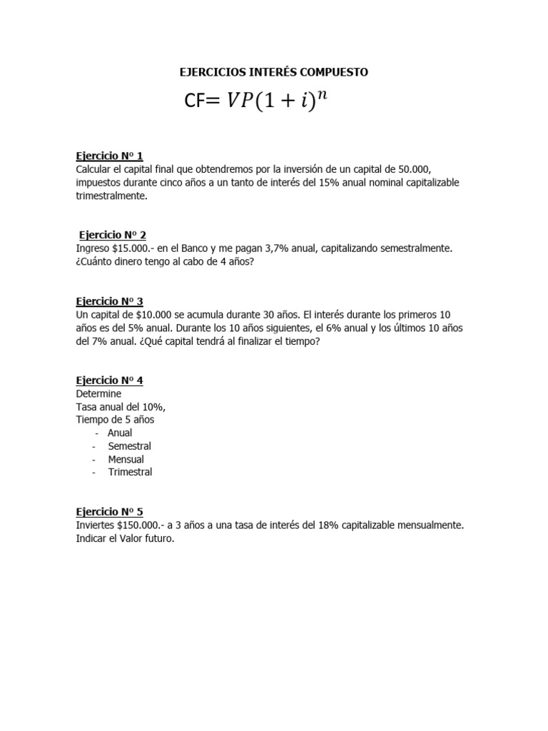 Ejercicio 4 - Interés Compuesto Resuelto | PDF