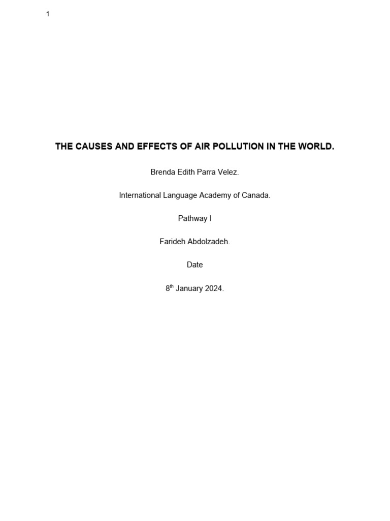 Essay THE CAUSES AND EFFECTS OF AIR POLLUTION IN THE WORLD | PDF | Air ...