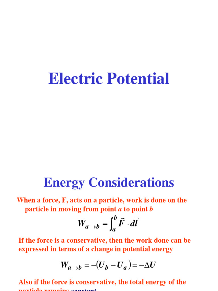CH 4 - Electric Potential | PDF | Potential Energy | Mechanical Engineering
