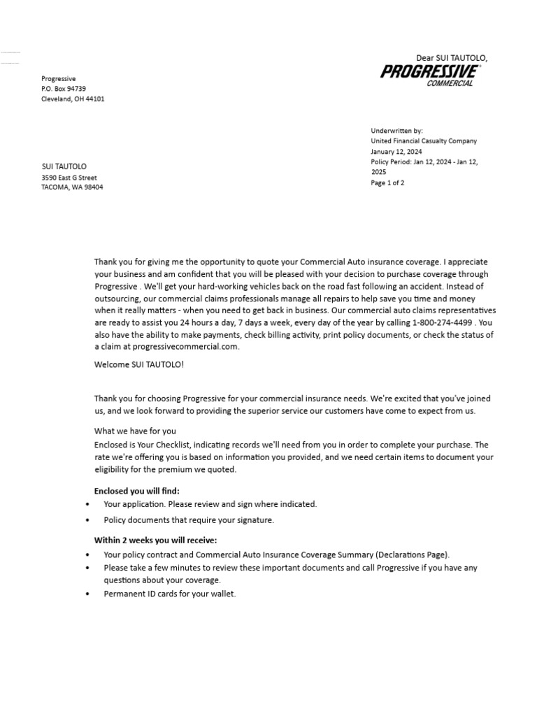 Welcome Letter for Commercial Auto Insurance | PDF | Credit Card ...