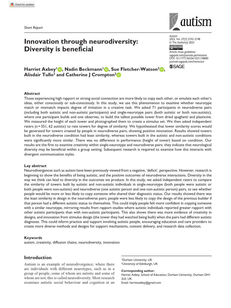 Axbey Et Al 2023 Innovation Through Neurodiversity Diversity Is ...
