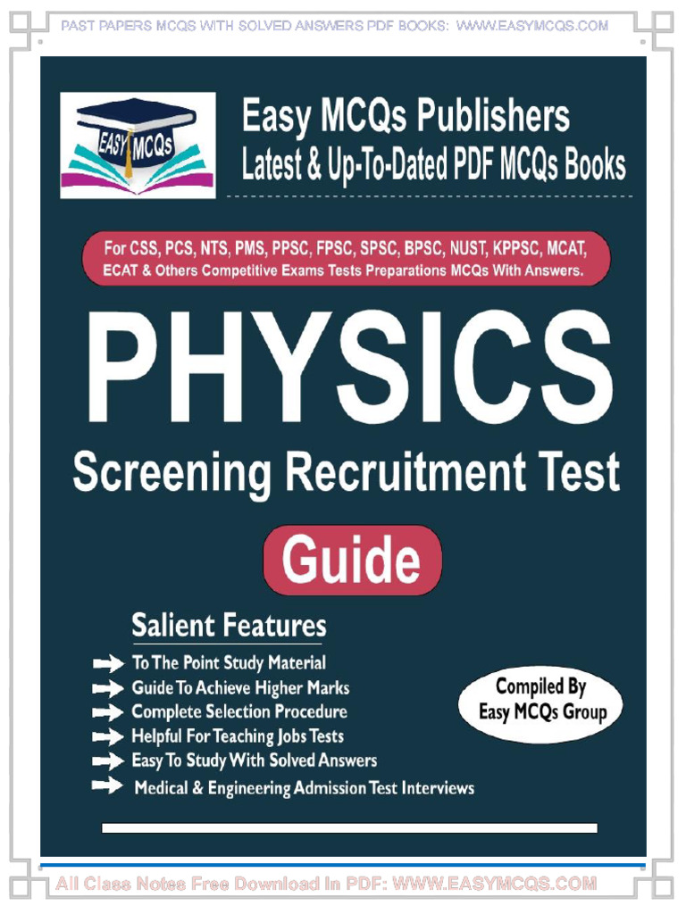 Physics MCQs PDF Book | PDF | Electron | Force