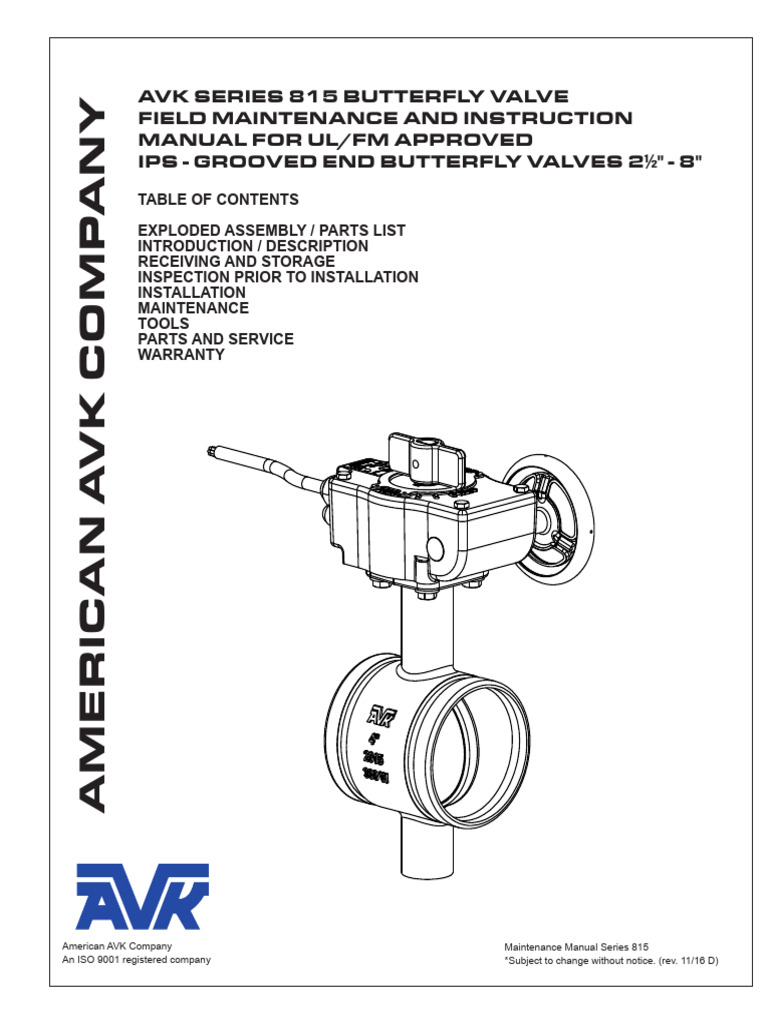 Series 815 Maint Man 1116 RevD | PDF | Valve | Pipe (Fluid Conveyance)