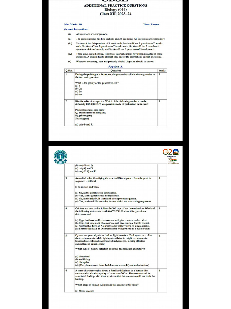 Bio Practice Paper | PDF