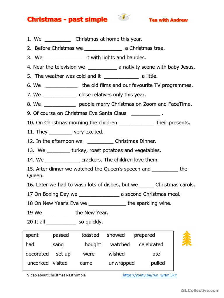 Christmas - Holidays Past Simple (Easy Version) | PDF | Christmas ...