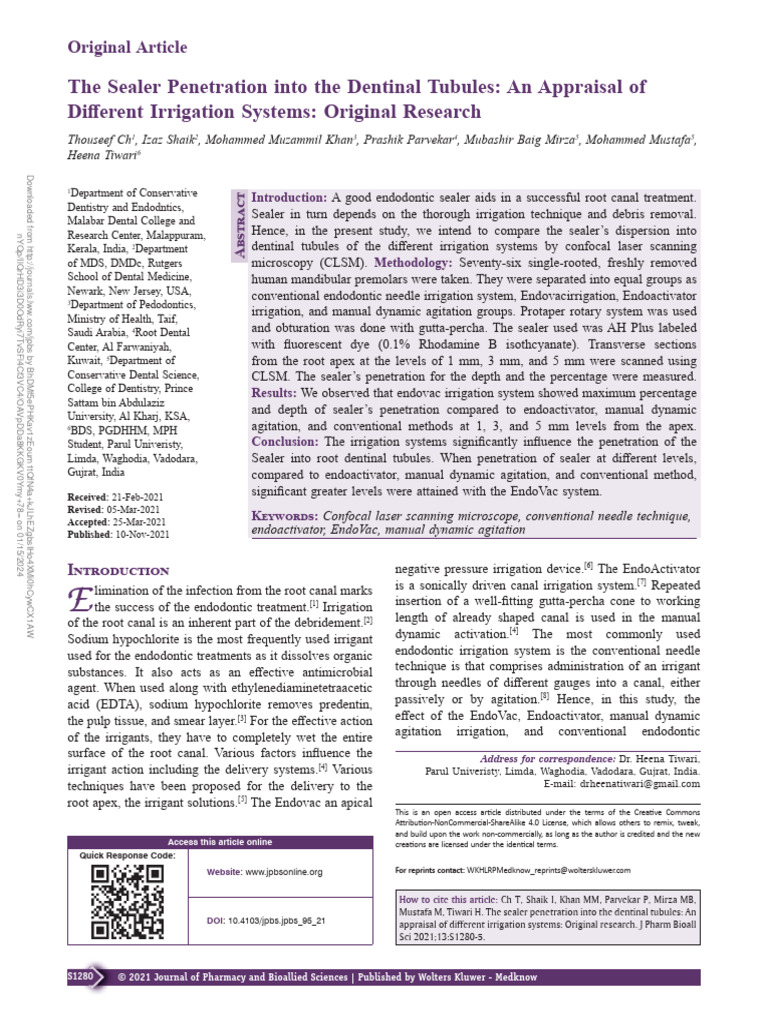 The Sealer Penetration Into The Dentinal Tubules .80 | PDF | Confocal ... The Sealer Penetration Into The Dentinal Tubules .80 | PDF | Confocal ...