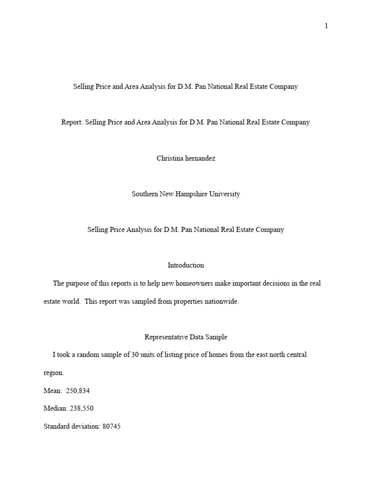 Real Estate Analysis Part I | PDF