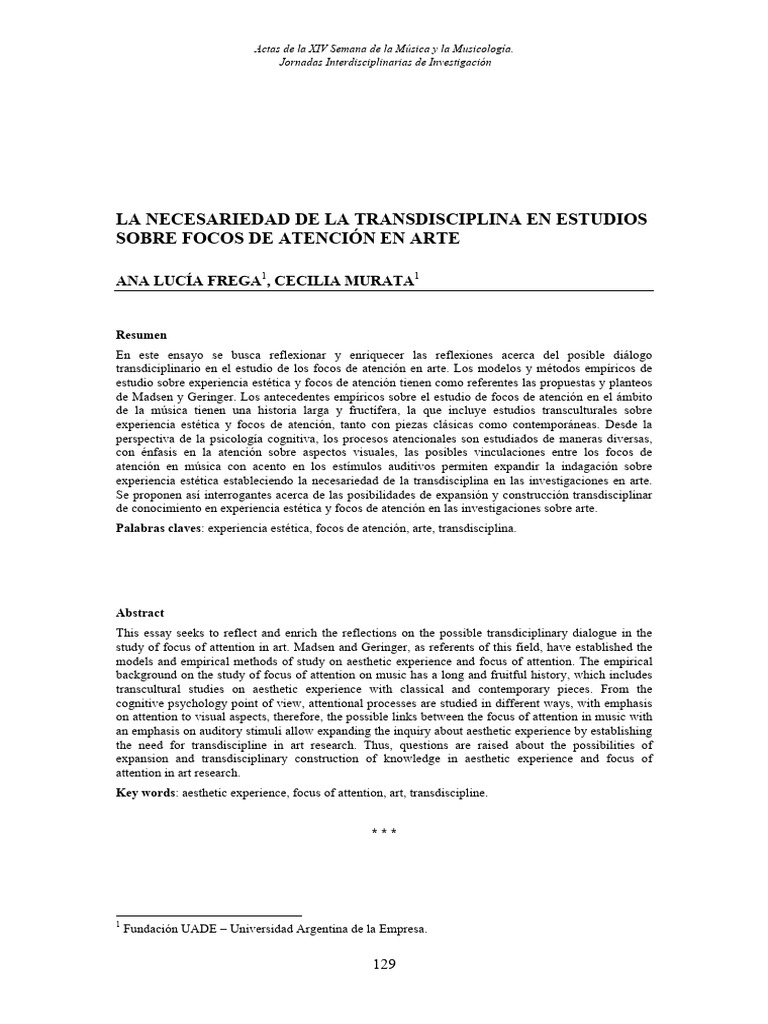 LA NECESARIEDAD DE LA TRANSDISCIPLINA EN ESTUDIOS 2017 Frega Murata ...