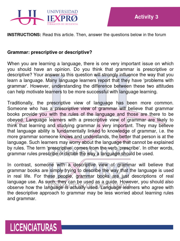 Activity 3 - Discussion Forum | PDF | Grammar | Learning