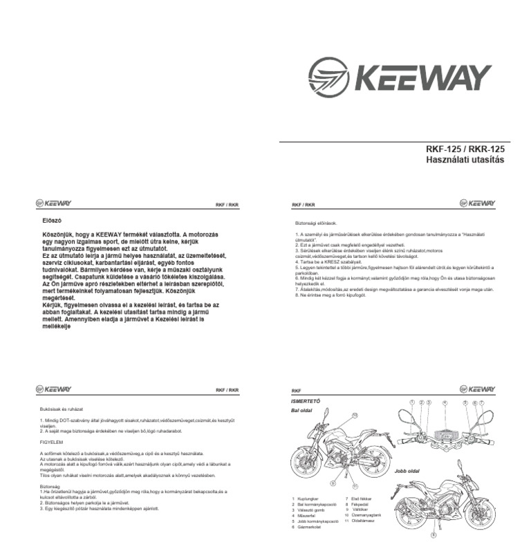 RKF-125 RKR-125 Euro 4 Haszn Lati Utas T S 1 | PDF