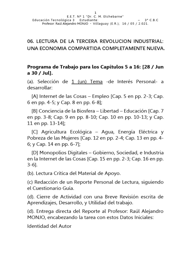 5ta B 3 Tarea Guia Texto Tecnol Eet 3 CB Ram 22 | PDF | Agua | Agricultura