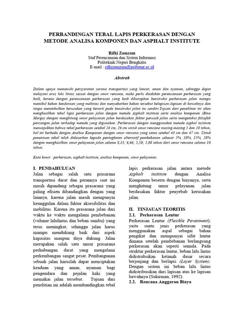 Perbandingan Tebal Lapis Perkerasan Dengan | PDF | Komputer | Teknologi & Rekayasa