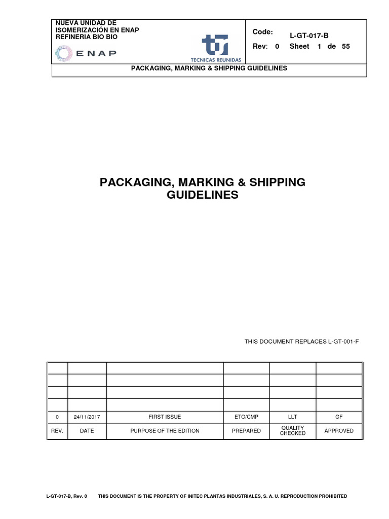 L-GT-017-B Packaging, Marking and Shipping Guideline - Rev 0 | PDF | Plywood | Cargo