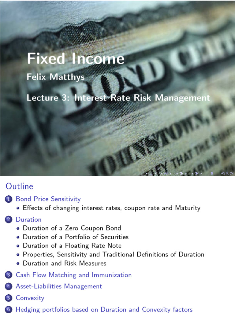 Lecture 3 Int Rate Risk MGT | PDF | Bond Duration | Bonds (Finance)