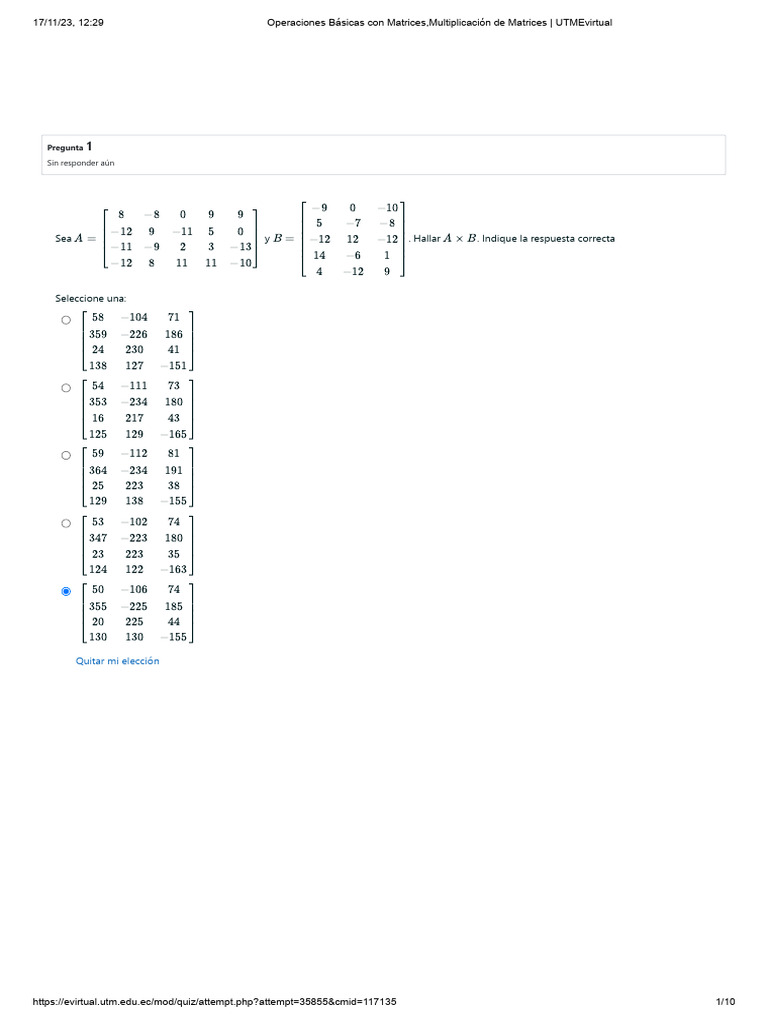 Operaciones Básicas con Matrices,Multiplicación de Matrices _ UTMEvirtual | PDF | Teoría de la ...