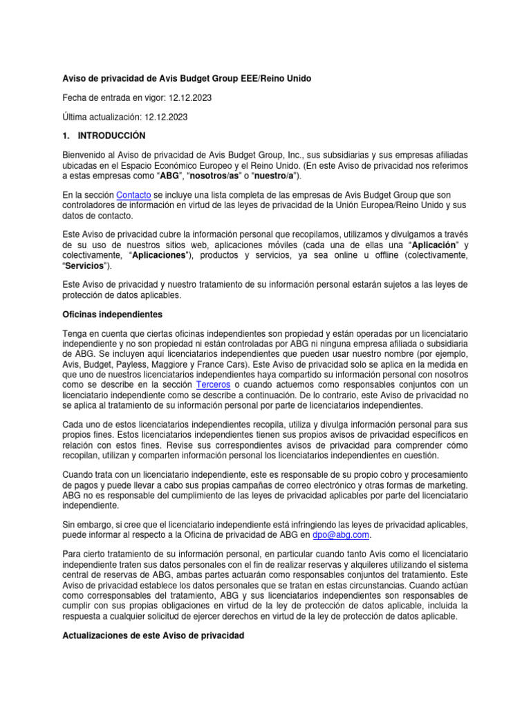 Abg Privacy Policy Es | PDF | Red mundial | Internet y web