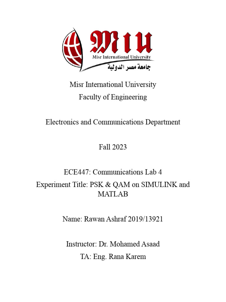 Rawan Ashraf 2019 - 13921 Comm. Lab4 - Final | PDF