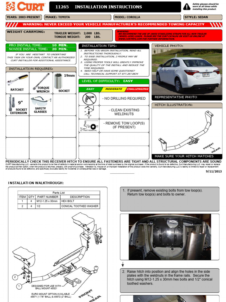 Installation Instructions: Warning: Never Exceed Your Vehicle ...