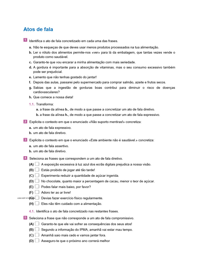 Atos de Fala e Consumo Alimentar | PDF