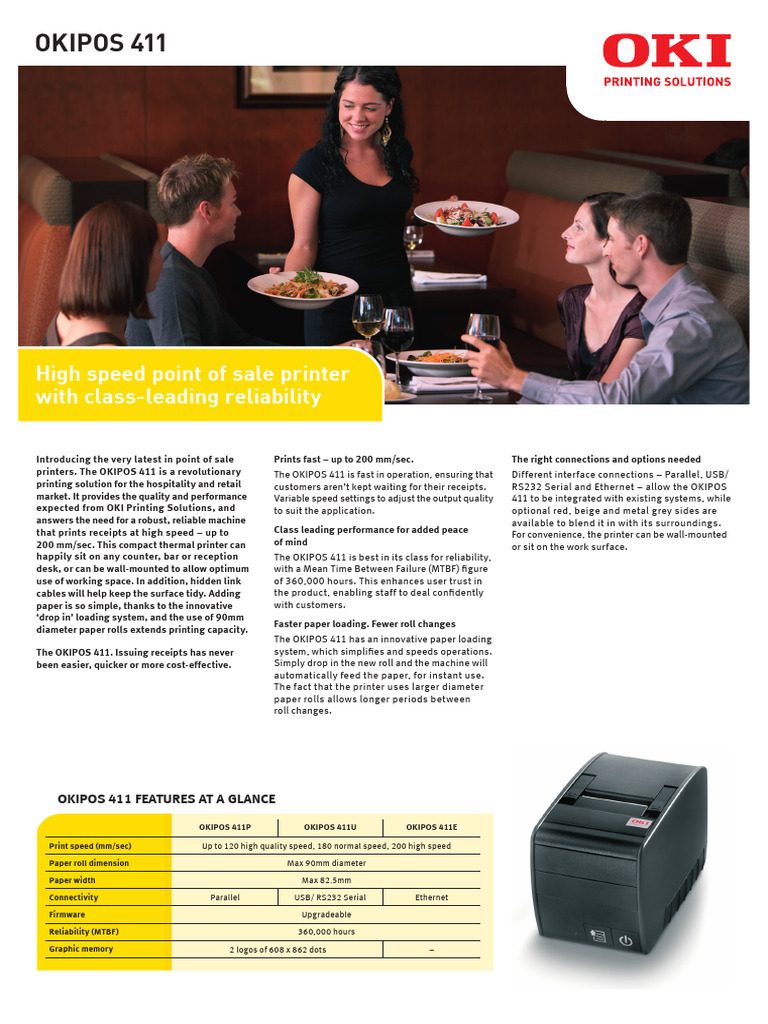 OKIPOS 411 Spec Sheet | PDF