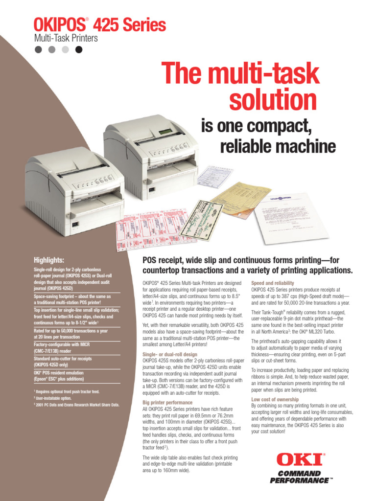 OKIPOS425 Series | PDF | Printer (Computing) | Manufactured Goods