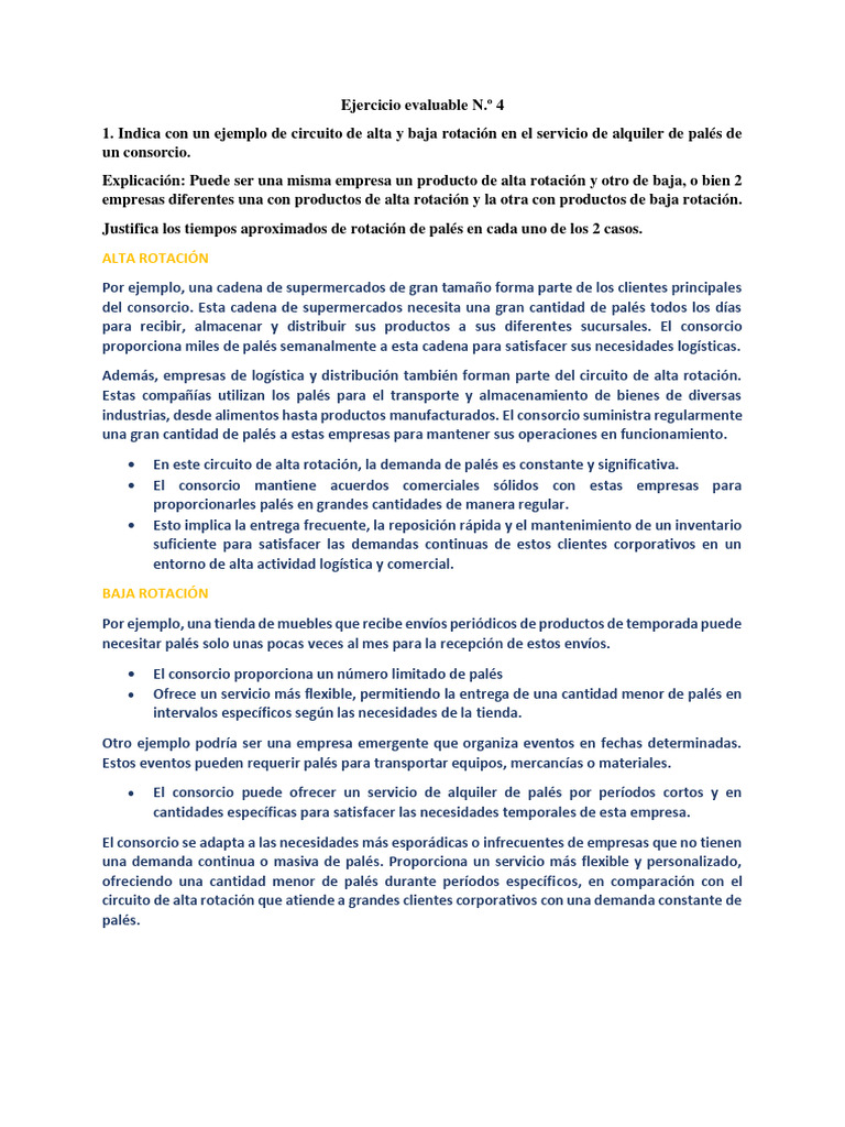 Ejercicio Evaluable N | PDF | Paleta | Logística