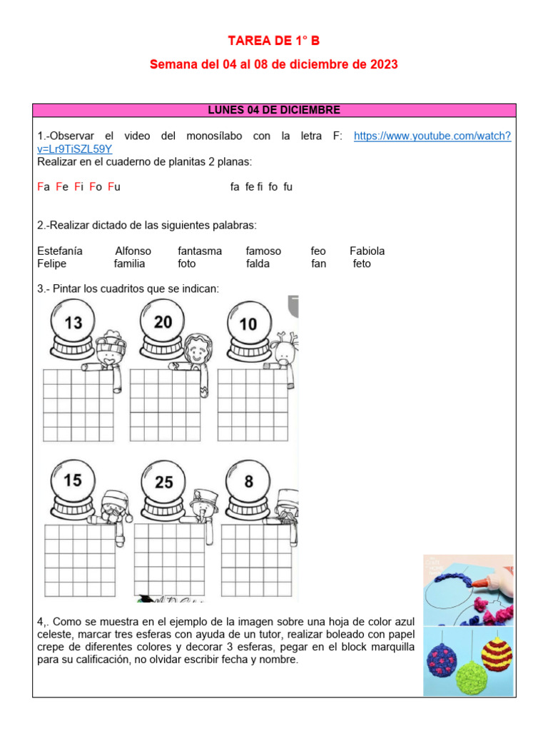 Tarea - de - 1B 4-8 | PDF | Navidad | Cocina