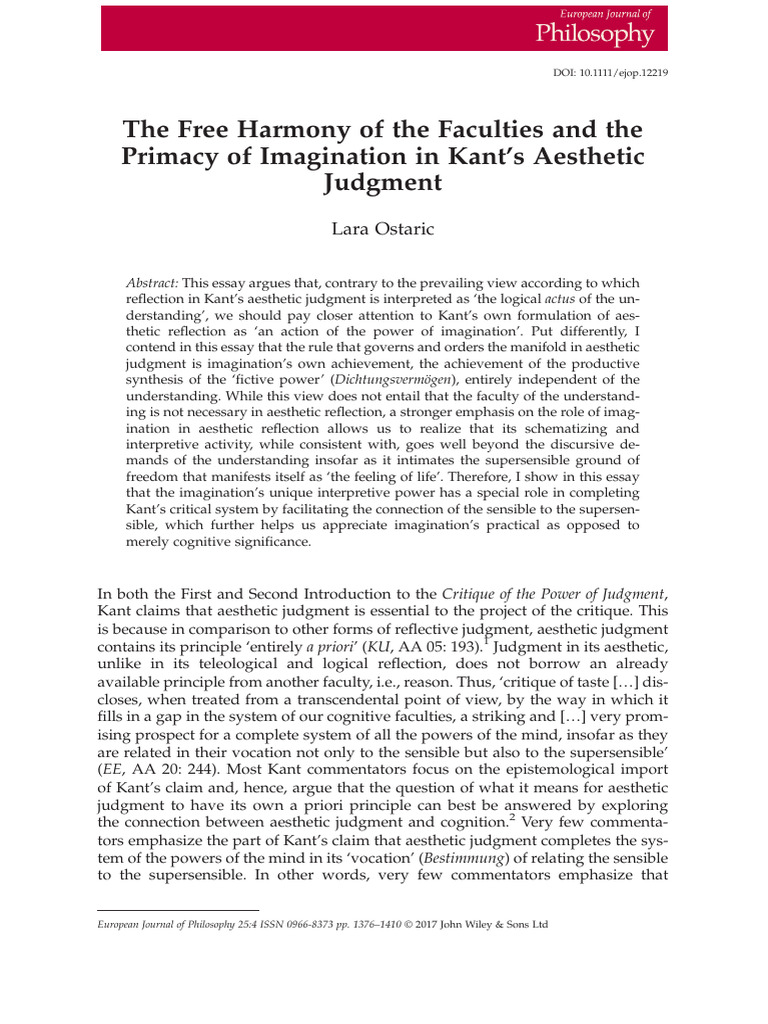 Imag. in Aesthetic Judgment | Download Free PDF | Immanuel Kant | Concept