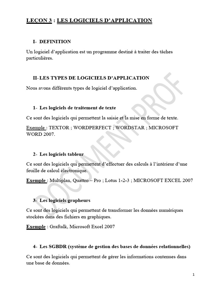 Types de logiciels d'application | PDF