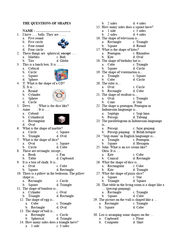 The Questions of Shapes | PDF | Rectangle | Sphere