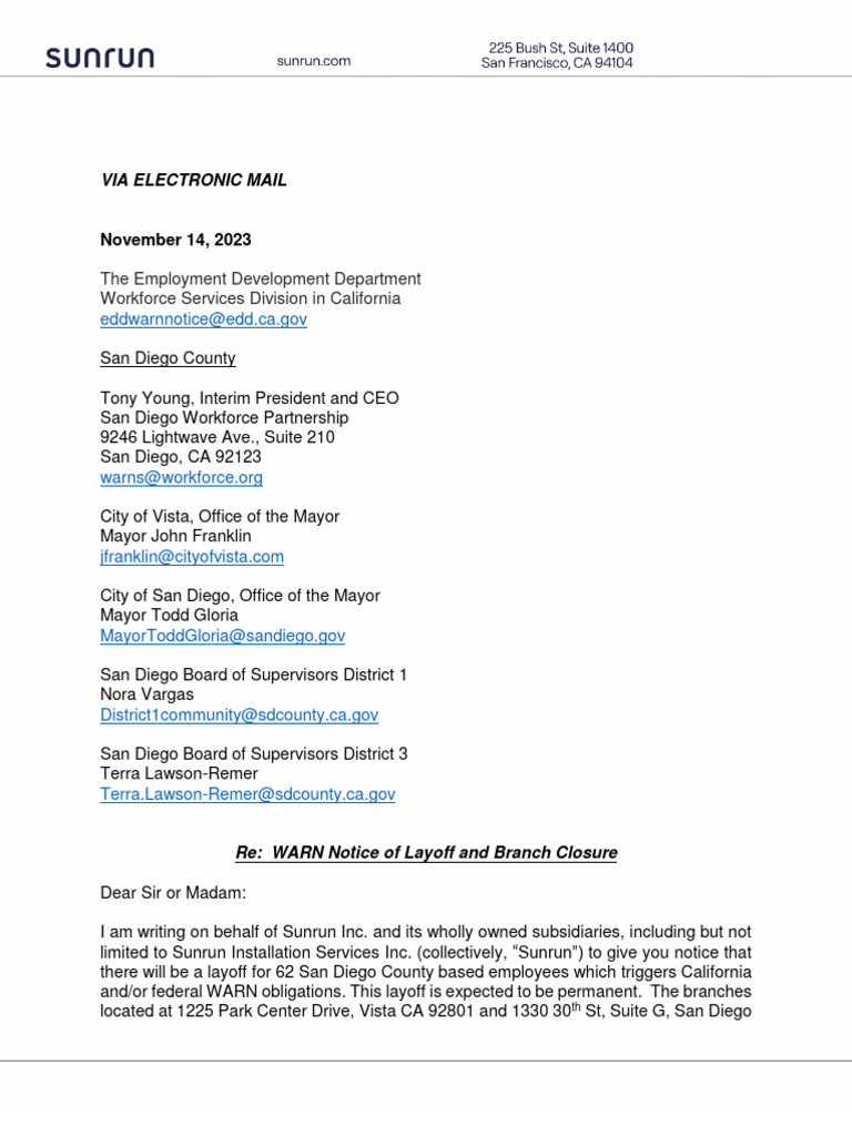 Sunrun Inc. - (SDC) - #202300809 - 11-14-2023 | PDF | Business | Labor