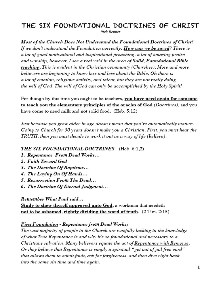 The Six Foundational Doctrines of Christ | PDF | Baptism | Last Judgment