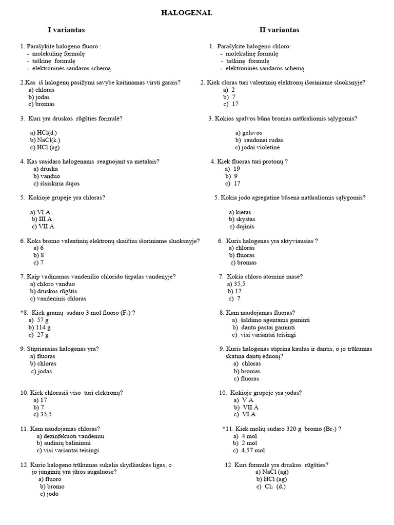 Halogenai. Inertines Dujos KD 8 KL | PDF