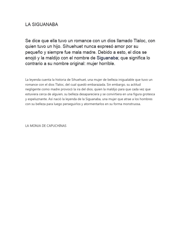 La Siguanaba | PDF | Religión y espiritualidad | Novela negra ...