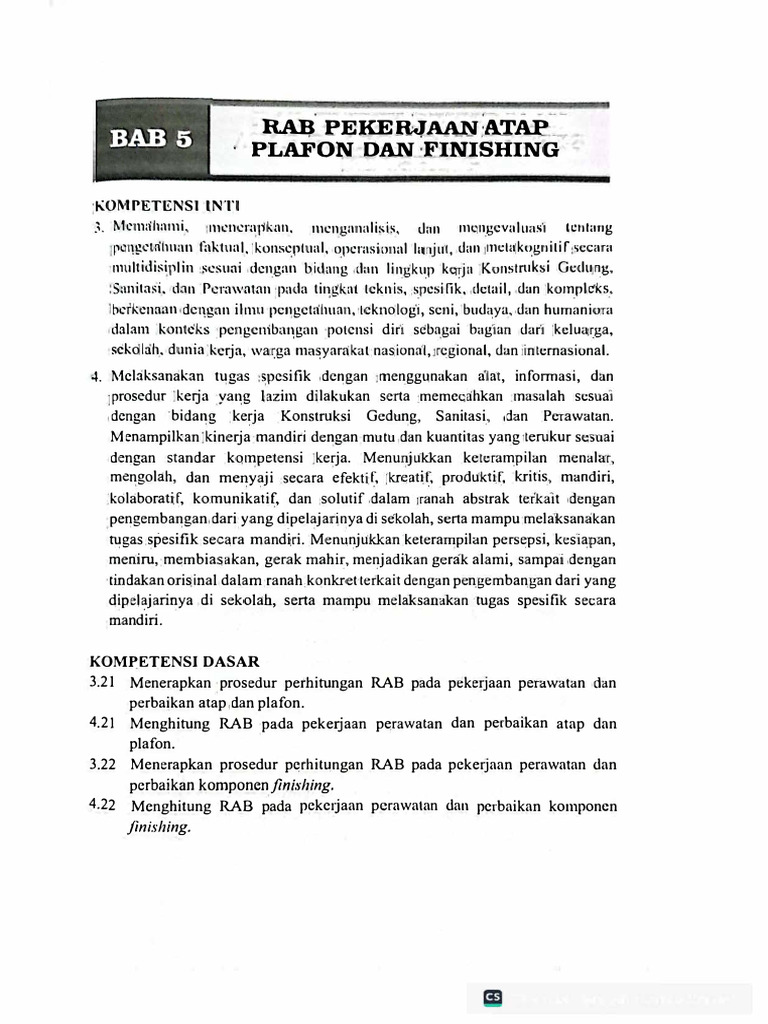 BAB 5. RAB Pekerjaan Atap, Plafon Dan Proses Finishing (KD 21 & 22) | PDF