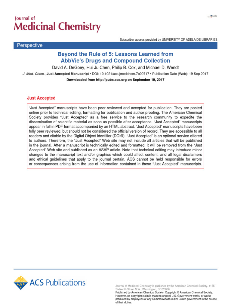 Beyond The Rule of 5: Lessons Learned From AbbVie's Drugs and Compound ...